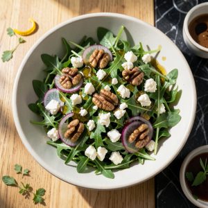 Arugula Goat Cheese Salad Recipe: Peppery Greens With Creamy Tang ...