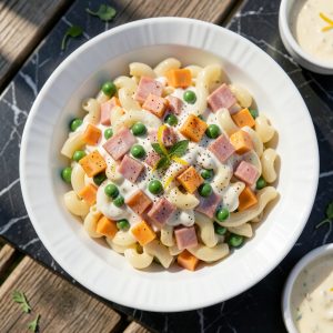 Ham and Cheese Macaroni Salad Recipe: Creamy Diced Delight With Peas ...