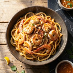Shrimp Curry Pasta Recipe: Spiced Cream Sauce with Succulent Shrimp ...