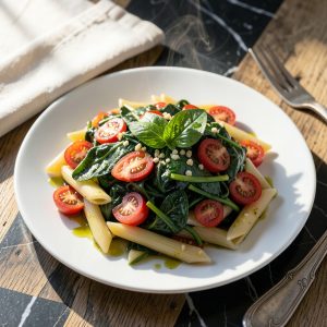 Spinach Tomato Pasta Recipe: Garlicky Herbs in Every Twirl - Time to Recipe